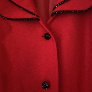 Kasper | Jackets & Coats | Long Red Blazer With Beautiful Black Details ...